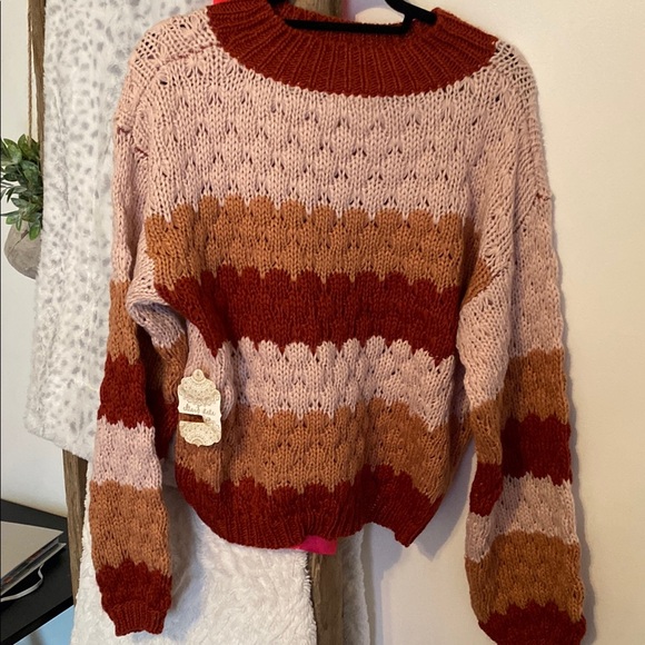 Altar'd State | Sweaters | Nwt Altered States Cozy Striped Sweater Pink ...